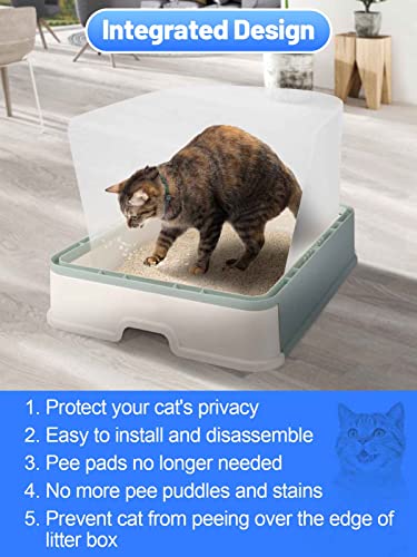 11.8 x 39.4 in Cat Litter Box Shield - Litter Box Splash Guard with 2 Roll of Hook-and-Loop Fasteners for Open Litter Box Keeping Clean (Litter Box Not Included)