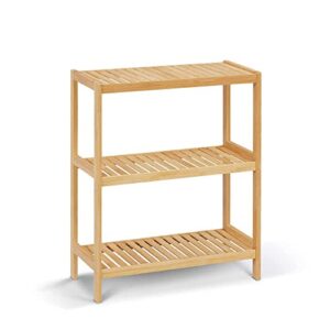 hlxzn 3 tier bamboo shelf storage organizer rack toilet utility shelves standing shelf units for bathroom, living room, kitchen