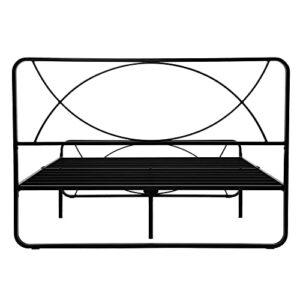 ODIKA Queen Bed Frame with Unique Semicircle Headboard - Platform Bed Frame Queen Size 12 inch Fits Under Bed Storage - Metal Bed Frame Queen No Box Spring Needed Easy Essembly