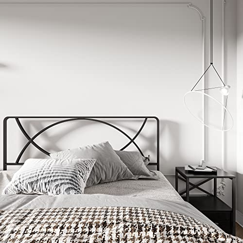 ODIKA Queen Bed Frame with Unique Semicircle Headboard - Platform Bed Frame Queen Size 12 inch Fits Under Bed Storage - Metal Bed Frame Queen No Box Spring Needed Easy Essembly