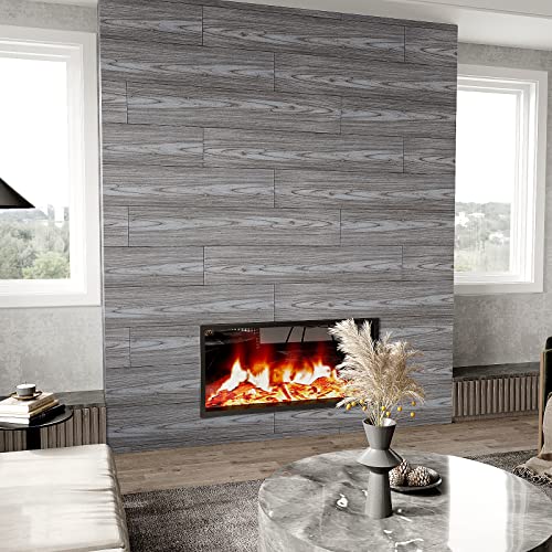 VEELIKE 6''x36'' Grey Oak Wood Peel and Stick Floor Tile Waterproof Bathroom Kitchen Grey Wood Vinyl Plank Flooring 36-Pack, 54 Sq. Ft, Self Adhesive Laminate Flooring for Living Room Bedroom RV