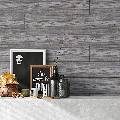 VEELIKE 6''x36'' Grey Oak Wood Peel and Stick Floor Tile Waterproof Bathroom Kitchen Grey Wood Vinyl Plank Flooring 36-Pack, 54 Sq. Ft, Self Adhesive Laminate Flooring for Living Room Bedroom RV