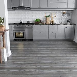 VEELIKE 6''x36'' Grey Oak Wood Peel and Stick Floor Tile Waterproof Bathroom Kitchen Grey Wood Vinyl Plank Flooring 36-Pack, 54 Sq. Ft, Self Adhesive Laminate Flooring for Living Room Bedroom RV