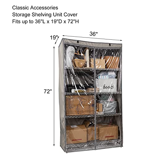 YLOVAN Storage Shelf Cover Wire Rack Shelving Dust Protective, Fits Racks 36''Wx19''Dx72''H One Side See Through Panel (Cover only)