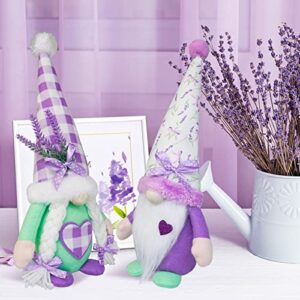 Lavender Gnomes Decor,Spring Gnome Decorations for Home,Scandinavian Tomte Doll Flower Gnomes,Garden Gnome Decor, Summer Gnome Tiered Tray Decor,Gnome Gifts for Woman