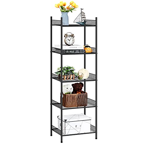 HEOMU 5 Tier Shelving Unit Metal Storage Shelf, Wire Shelves Organizer Utility Storage Racks and Shelving for Laundry Bathroom Kitchen Garage