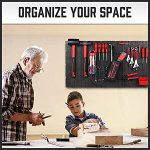 Premium Pegboard Panel Kit with 8 Panels 81 Hangers - Wall Mounted Black Peg Board Tool Storage System, Workshop Black Pegboard Tool Holder, Pegboard Hooks Wall Organizer, Utility Rack Tool Organizer