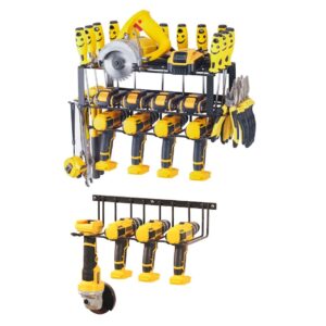 plosif power tool organizer, ultra heavy duty wall mount drill holder 4 layers floating shelves, garage shelving on pegboard, garage organization and storage rack for dad