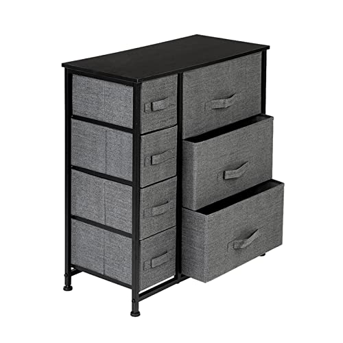 7-Drawer Dresser - Easy Pull Fabric Bins with Tabletop Surface - Storage Dresser with Removable Fabric Drawers - Clothes and Craft Storage Furniture - Closet Organizers with Steel Frame - Grey