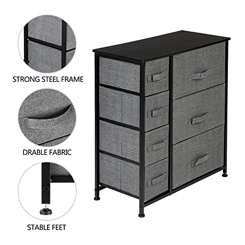 7-Drawer Dresser - Easy Pull Fabric Bins with Tabletop Surface - Storage Dresser with Removable Fabric Drawers - Clothes and Craft Storage Furniture - Closet Organizers with Steel Frame - Grey