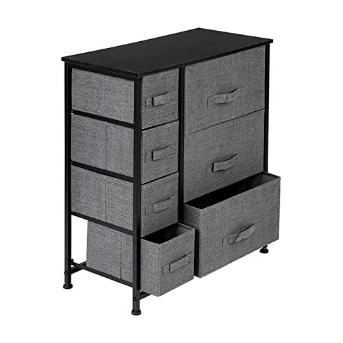 7-Drawer Dresser - Easy Pull Fabric Bins with Tabletop Surface - Storage Dresser with Removable Fabric Drawers - Clothes and Craft Storage Furniture - Closet Organizers with Steel Frame - Grey