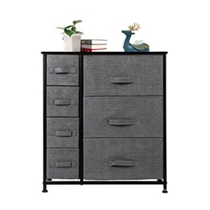 7-Drawer Dresser - Easy Pull Fabric Bins with Tabletop Surface - Storage Dresser with Removable Fabric Drawers - Clothes and Craft Storage Furniture - Closet Organizers with Steel Frame - Grey