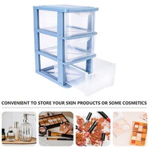 1pcbox Drawers, Holder Decor Plastic Cube with Perfume Tyer Blue Organization Lipstick Desktop Countertops Drawer Storage Shelf Small Capacity Display Room