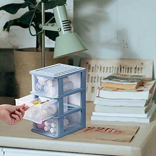 1pcbox Drawers, Holder Decor Plastic Cube with Perfume Tyer Blue Organization Lipstick Desktop Countertops Drawer Storage Shelf Small Capacity Display Room