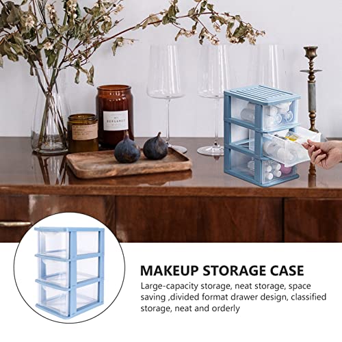 1pcbox Drawers, Holder Decor Plastic Cube with Perfume Tyer Blue Organization Lipstick Desktop Countertops Drawer Storage Shelf Small Capacity Display Room