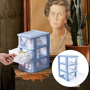 1pcbox Drawers, Holder Decor Plastic Cube with Perfume Tyer Blue Organization Lipstick Desktop Countertops Drawer Storage Shelf Small Capacity Display Room