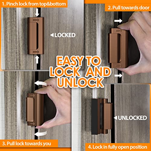 Door Reinforcement Lock Home Security - Door Locks for Kids Safety Childproof Door Latch Guard with 3" Stop Withstand 800 lbs Inward Swinging Front Door Upgrade Night Lock Prevent Unauthorized Entry