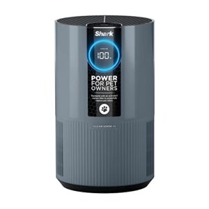 shark hp102petbl clean sense air purifier for home, allergies, pet hair, hepa filter, 500 sq ft small room, bedroom, captures 99.98% of particles, pet dander, fur, allergens & odor, portable, midnight