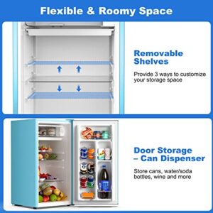 Willz WLR33MBED02 Compact Refrigerator with Chiller Compartment Adjustable Thermostat, Removable Shelf, Energy Efficient, Front Leveling Legs, 3.3 Cu Ft, Blue