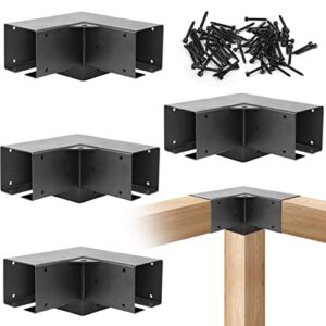 pergola brackets 4x4 pergola kit – stainless steel 3-way pergola bracket diy kit corner bracket kit for 4x4 wooden beams for gazebos, patio pergolas, sheds, black finish (4 pack)