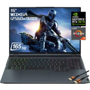 lenovo legion 5 pro 16" gaming laptop， 16" wqxga (2560x1600) 165hz，amd ryzen 7-6800h, 32gb ddr5 ram, 2tb ssd, rtx 3070 ti 8gb gddr6 tgp 150w, win 11 home, with hdmi