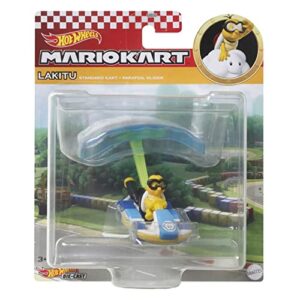 hot wheels mario kart lakitu with standard kart and parafoil glider