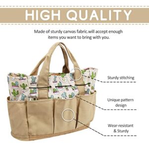 GERYMU Art Supply Storage Organizer, Craft Organizers and Storage Tote Bag with Pockets Art Caddy Oxford Fabric Craft Storage Containers for Teacher, Students, Artist,Office Workers, Traveler Khaki