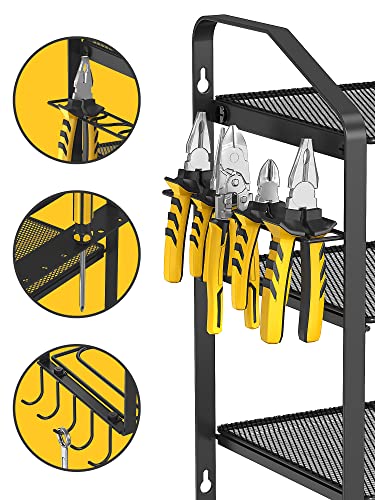 Venkuber Power Tool Organizer, Drill Holder Wall Mount, Garage Tool Organizers and Storage Heavy Duty Tool Shelf Rack