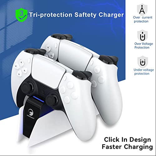 Ps5 Controller Charging Station,Playstation 5 Controller with Fast Switch Dock AC Adapter,DualSense Controller Station ps5 Stand,Playstation 5 Accessories Dock with LED Charging Display HONCAM-White