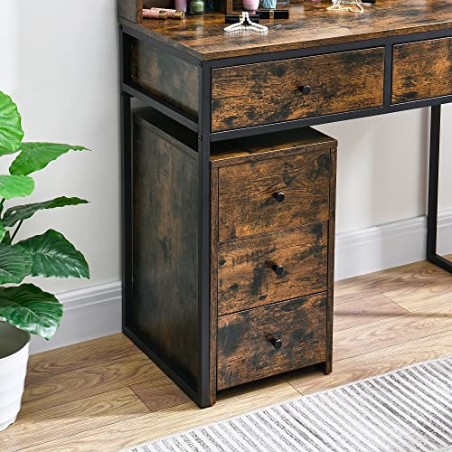 Narrow Storage Dresser with 3 Drawers, Solid Wood Vertical Storage Cabinet for Small Spaces and Gaps Slim Side Storage Organizer Rack Stand for Living Room Bedroom Laundry Closet Rustic Brown 21304RC