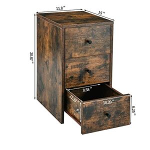 Narrow Storage Dresser with 3 Drawers, Solid Wood Vertical Storage Cabinet for Small Spaces and Gaps Slim Side Storage Organizer Rack Stand for Living Room Bedroom Laundry Closet Rustic Brown 21304RC