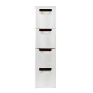 Flulep 4 Drawers Large Storage Carts, Mobile Cabinet with Wheels, Rolling Cart Organizer Narrow Slim Container Storage Cabinet for Bathroom, Bedroom (4 Drawer, with Wheels)