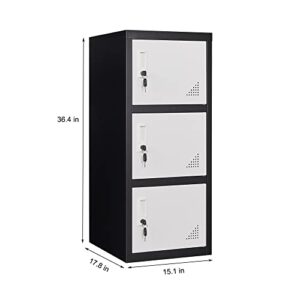 ZONLESON Metal Locker Storage Cabinet for School, Gym, Home, Office Employee Lock Box,Steel Organizer with 3 Doors & Keys,Steel Storage Cabinet