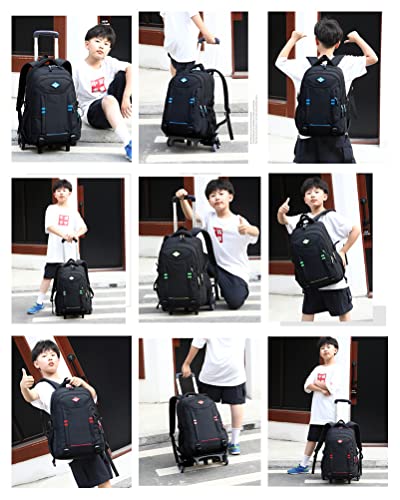 Rolling Backpack for Boys Trolley Bags for Primary Middle School Roller Bookbag with Wheels Travel Back Pack for Teen Girls