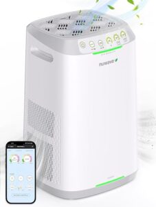 nuwave oxypure zero e500 smart air purifier, zero waste & zero filter replacements large area up to 1082 sq ft, captures 100% of particle pollutants small as 0.1 microns, dual 3-stage air filtration