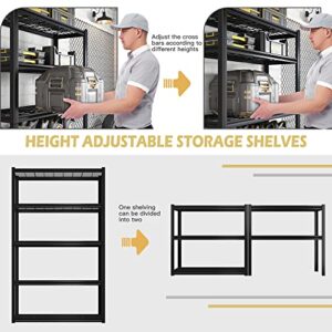 REIBII Garage Shelving Heavy Duty Garage Storage Shelves Holds 2000LBS, Adjustable Metal Shelves for Storage Industrial Shelving Unit Storage Shelf Rack for Basement 36" W x 16" D x 72" H Black