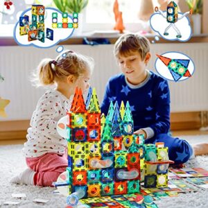 Jade Hare Magnet Tiles Construction Set, 168PCS Magnetic Tiles Kids Toys STEM Magnet Toys for Toddler Magnetic Block, Educational Building Toys for Boys Girls 3+ Birthday Gifts, Christmas Toy