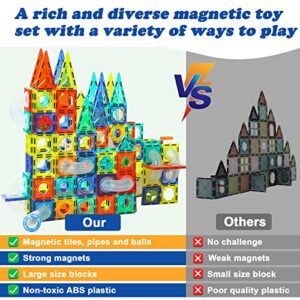 Jade Hare Magnet Tiles Construction Set, 168PCS Magnetic Tiles Kids Toys STEM Magnet Toys for Toddler Magnetic Block, Educational Building Toys for Boys Girls 3+ Birthday Gifts, Christmas Toy