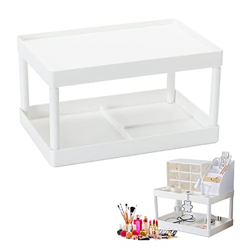 Desktop Storage Rack，2 Layers Large Capacity Stackable Cosmetic Organizer Drawers, Ideal for Desk optimization, Cosmetic Storage, Student Stationery Organization，Suitable for Office, Study, Makeup.