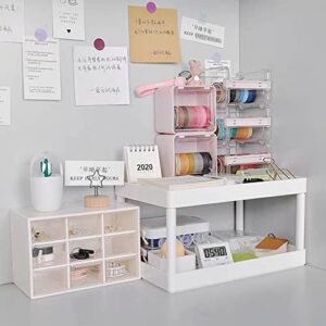 Desktop Storage Rack，2 Layers Large Capacity Stackable Cosmetic Organizer Drawers, Ideal for Desk optimization, Cosmetic Storage, Student Stationery Organization，Suitable for Office, Study, Makeup.