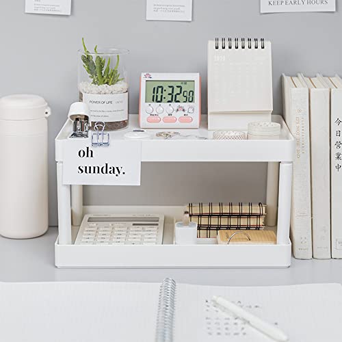 Desktop Storage Rack，2 Layers Large Capacity Stackable Cosmetic Organizer Drawers, Ideal for Desk optimization, Cosmetic Storage, Student Stationery Organization，Suitable for Office, Study, Makeup.