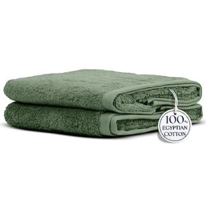 sage green hand towels - made from 100% pure egyptian cotton - 600 gsm - quick dry and more absorbent than turkish hand towels - extra large size 19" x 35"