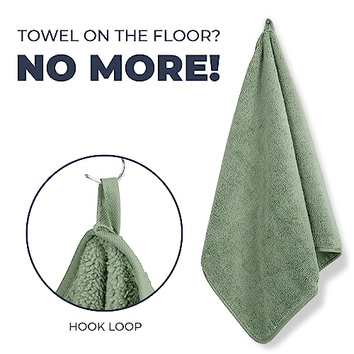 Sage Green Hand Towels - Made from 100% Pure Egyptian Cotton - 600 GSM - Quick Dry and More Absorbent Than Turkish Hand Towels - Extra Large Size 19" x 35"