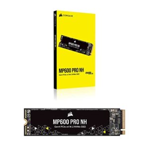 Corsair MP600 PRO NH 2TB PCIe Gen4 x4 NVMe M.2 SSD – High-Density TLC NAND – M.2 2280 – DirectStorage Compatible - Up to 7,000MB/sec - No Heatsink - Black