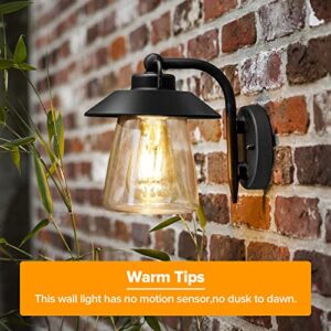 LUTEC Outdoor Indoor Wall Lantern, Farmhouse Barn Wall Sconce Lighting Fixture,Matte Black Finish Anti-Rust Wall Mount Light, Waterproof Wall lamp with Clear Glass for Porch, Exterior, Patio