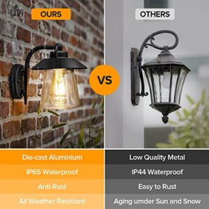 LUTEC Outdoor Indoor Wall Lantern, Farmhouse Barn Wall Sconce Lighting Fixture,Matte Black Finish Anti-Rust Wall Mount Light, Waterproof Wall lamp with Clear Glass for Porch, Exterior, Patio