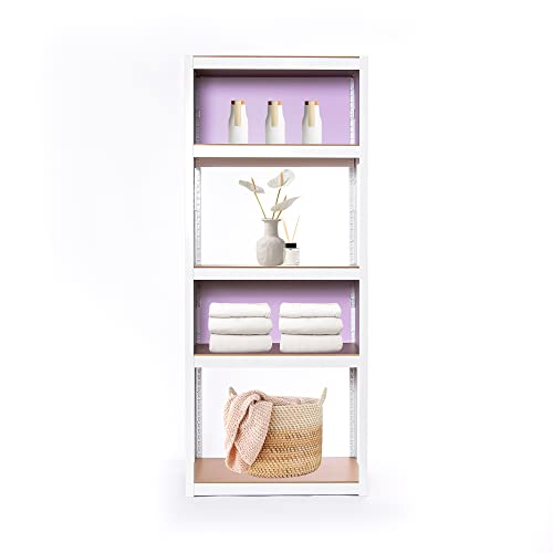 KEPSUUL White 5 Tier Customizable Storage Shelving Unit Heavy Duty Modular Metal Organizing Rack for Kitchen, Pantry, Closet, Office, 32.1" W X 16.4" D X 76.9" H, 2 Set of Side & Back Panels, Purple