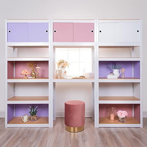 KEPSUUL White 5 Tier Customizable Storage Shelving Unit Heavy Duty Modular Metal Organizing Rack for Kitchen, Pantry, Closet, Office, 32.1" W X 16.4" D X 76.9" H, 2 Set of Side & Back Panels, Purple