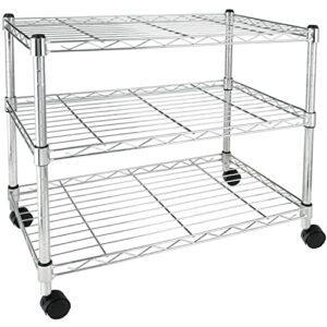 miibox heavy duty 3-shelf shelving unit, 24.02" d x 13.78" w x 21.97" h, 3 tier, chrome