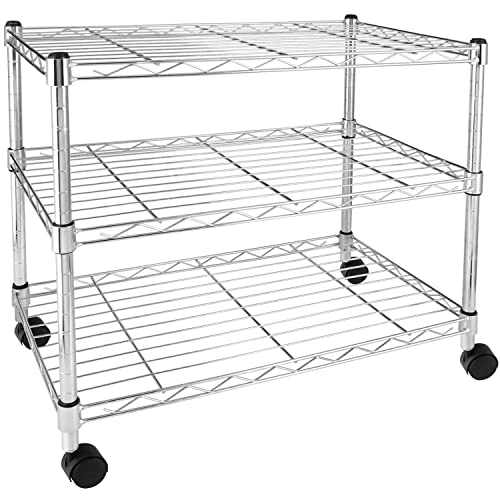 Miibox Heavy Duty 3-Shelf Shelving Unit, 24.02" D x 13.78" W x 21.97" H, 3 Tier, Chrome